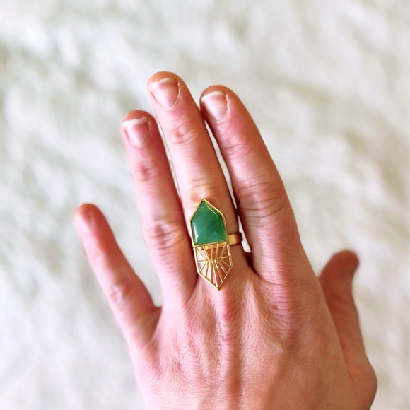 Peace Love Bling | Jewelry | New Geo Gemstone Ring Jade Green Statement ...